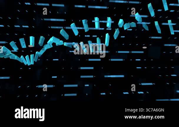 DNA strand with binary coding, processing scientific data animation for research. Biotechnology ...
