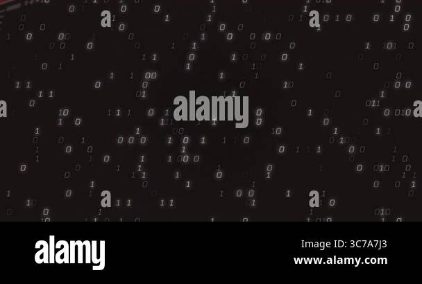 Creating animation, binary code overlaying text for digital data ...
