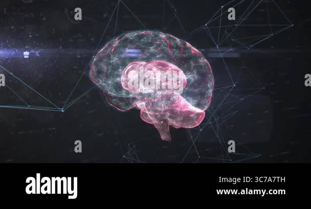 Animation of digital brain with financial graphs and network ...