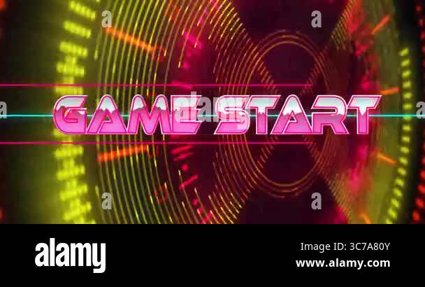 Game start animation with vibrant neon graphics and geometric patterns ...