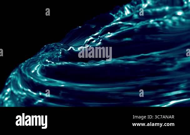 3d background loop of quickly rotating mass of blue liquid forming into ...