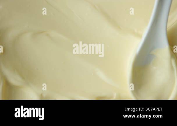 Glossy White Mayonnaise Surface. Food Texture Background Stock Video ...