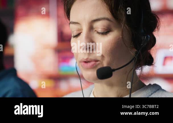 Closeup of account manager handling customer inquiries, complaints and ...