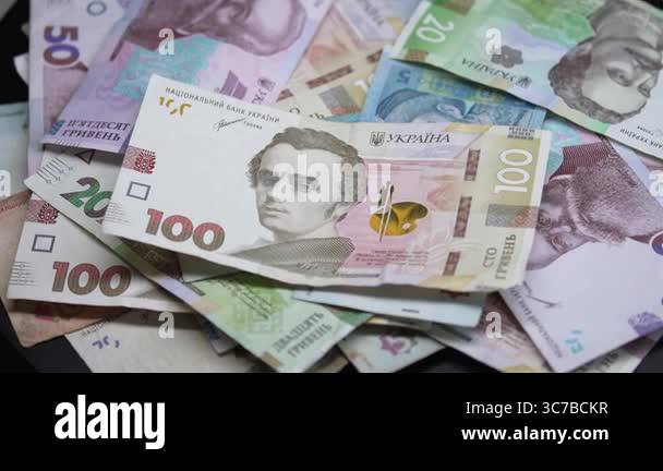 National currency of Ukraine - Hryvnia, close-up Stock Video Footage ...