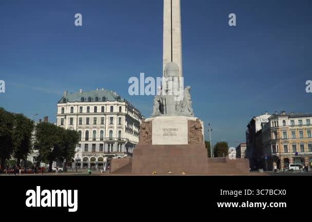 Riga, Latvia - September 10, 2021. The Freedom Monument in the capital ...