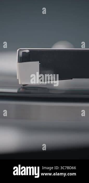 Vinyl Record Spinning On Vintage Turntable. Needle Gently Scratching ...