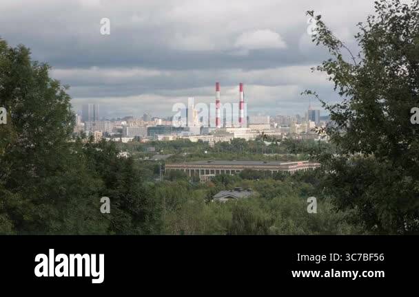 MOSCOW, RUSSIA - AUGUST 1, 2019: view from Sparrow hills to the ...
