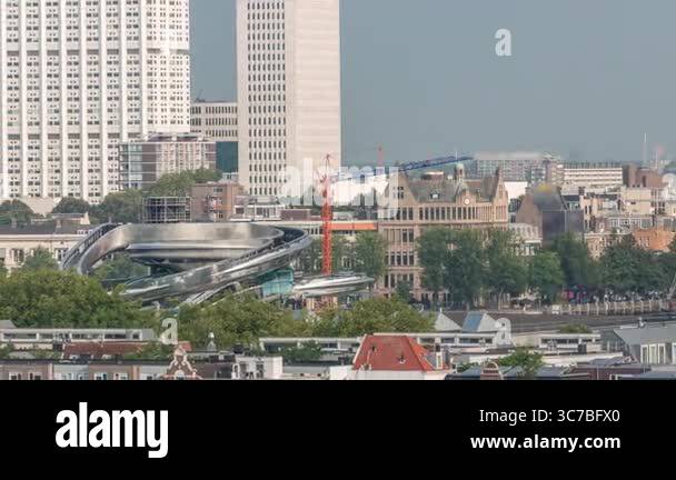 Panoramic aerial timelapse of Katendrecht peninsula and Maashaven ...