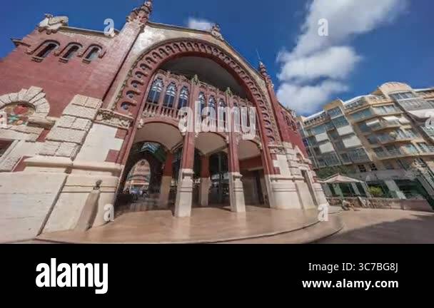 Mercado de Colon facade timelapse hyperlapse in Valencia, Spain ...