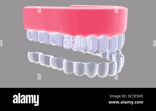 3D animation of a dental cap in a transparent glass graphic style ...