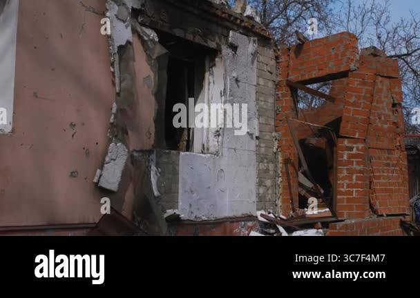 Aftermath of a missile or drone explosion. Aftermath of an enemy attack ...
