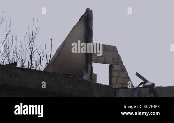 Aftermath of a missile or drone explosion. Aftermath of an enemy attack ...