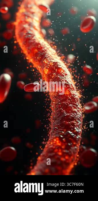 A highly detailed, artistic 3D visualization of blood fat and lipid ...