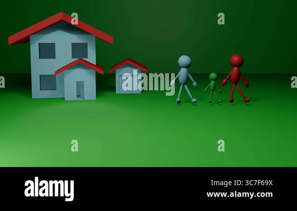 Real estate house plot for sale with animated dancing family 4k 3d ...