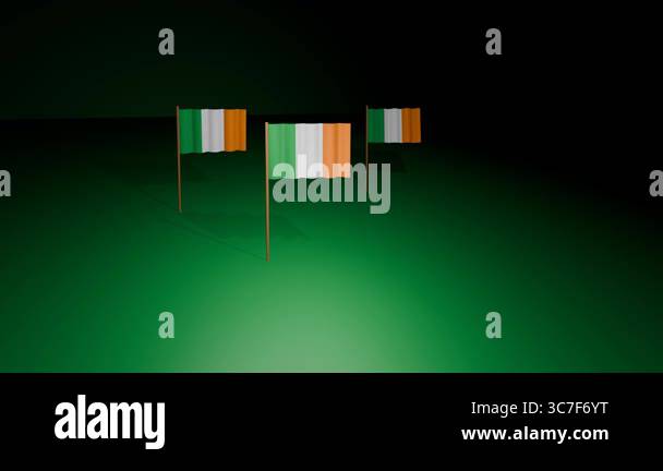 Irish flags on green background 3d animation Stock Video Footage - Alamy