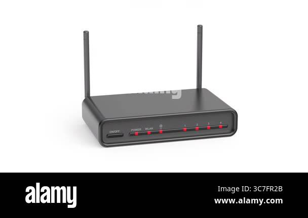 Black wireless router on white background Stock Video Footage - Alamy