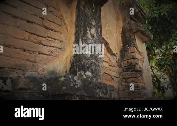 Golden Buddha statues are decorated around the ancient pagoda. Buddhist ...