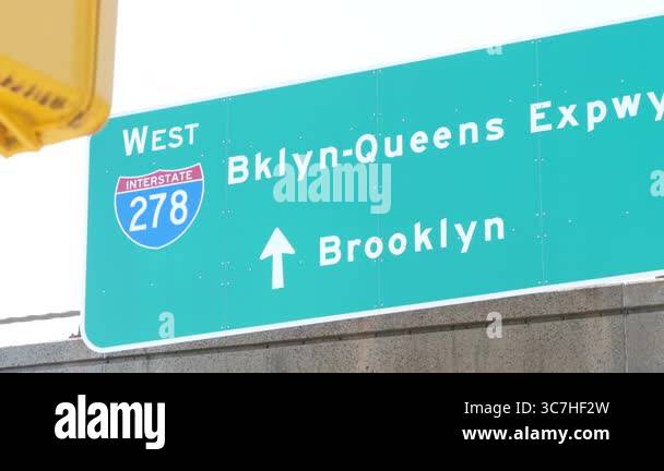 Brooklyn Queens expressway road sign, New York City highway signage ...