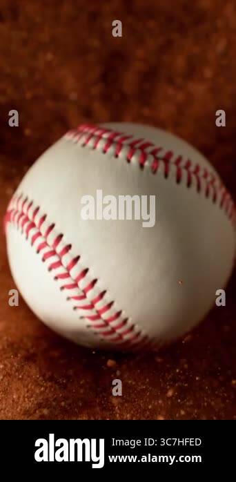 Super Slow Motion Detail Shot of Baseball Ball with Clay Explosion ...