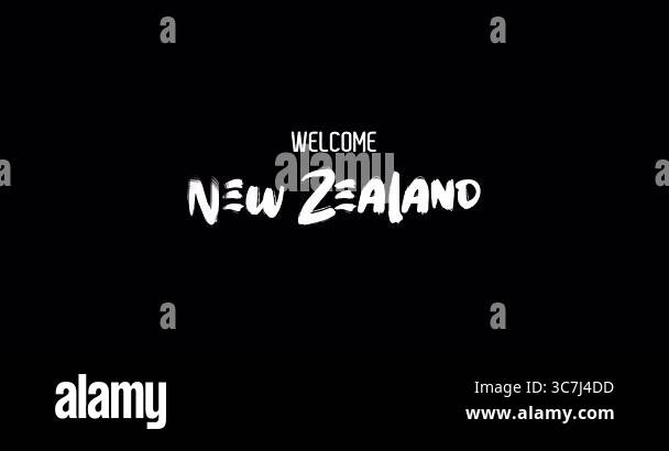 Welcome New Zealand Country Name In Bold Text Typography Animation ...