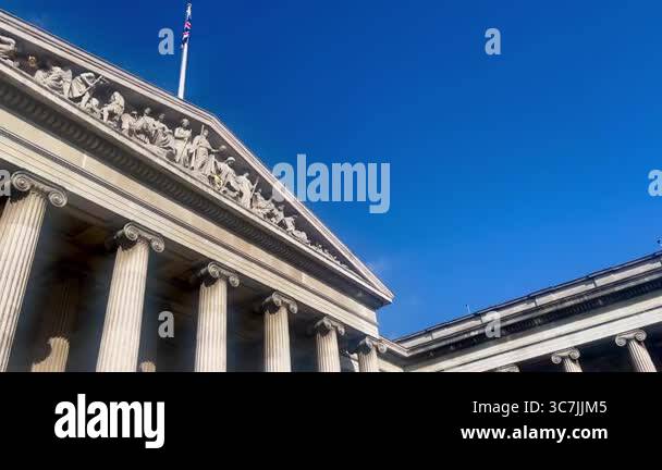 The British Museum grand neoclassical facade with towering columns ...