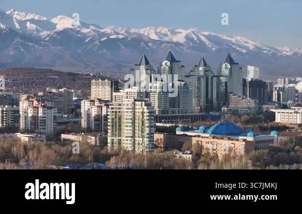 Almaty, Kazakhstan, 04.06.2025. View from a quadcopter on the central ...