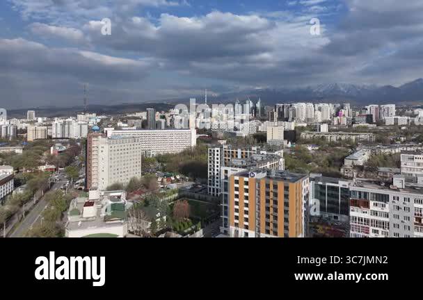 Almaty, Kazakhstan, 04.07.2025. View from a quadcopter on the central ...