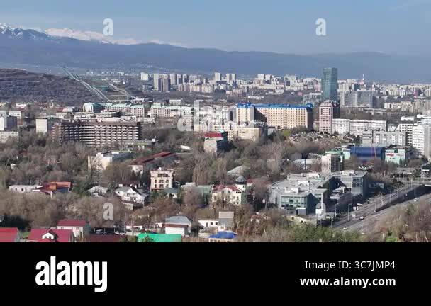 Almaty, Kazakhstan, 04.06.2025. View from a quadcopter on the central ...