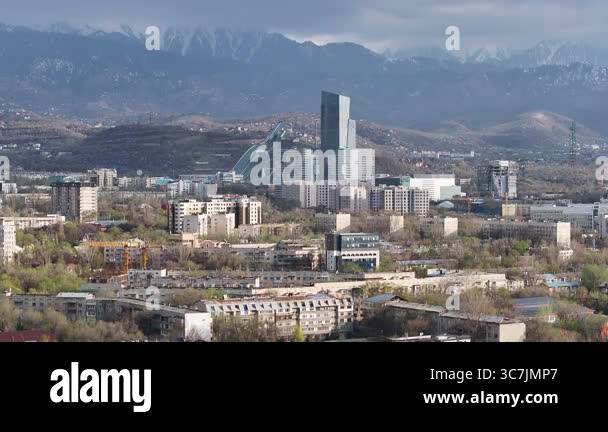 Almaty, Kazakhstan, 04.07.2025. View from a quadcopter on the central ...