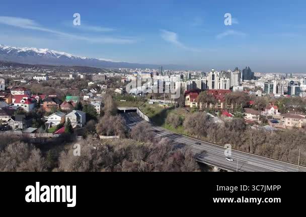 Almaty, Kazakhstan, 04.06.2025. View from a quadcopter on the central ...