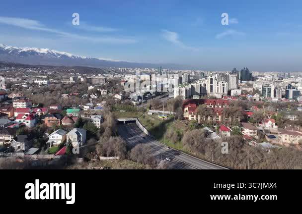Almaty, Kazakhstan, 04.06.2025. View from a quadcopter on the central ...