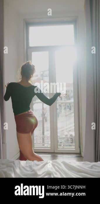 A beautiful model showcasing elegant and artistic dance poses in a ...