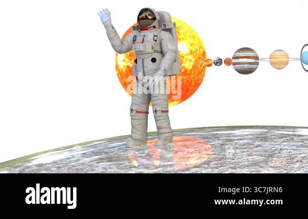 astronaut in spacesuit with solar system Stock Video Footage - Alamy