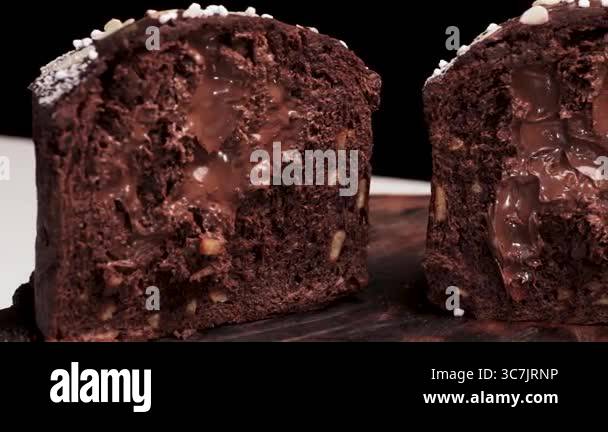 Two large pieces of Panettone, (Kulich, Paska). Chocolate dough and ...