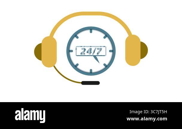 Animated video illustrating 24 7 customer support service. The ...