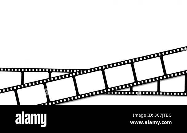 Classic black film strip with blank frames placed diagonally on a clean ...