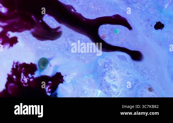 Paint flow. Contrast spill. Branching stream of dark red ink on ...