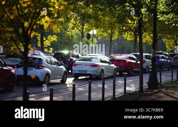 utomobile congestion at rush hour, car pollution and traffic jam Stock ...