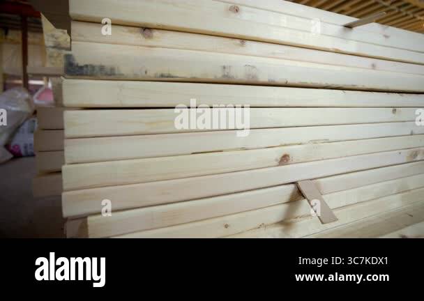 Basement with wooden framing and exposed walls. High quality 4k footage ...