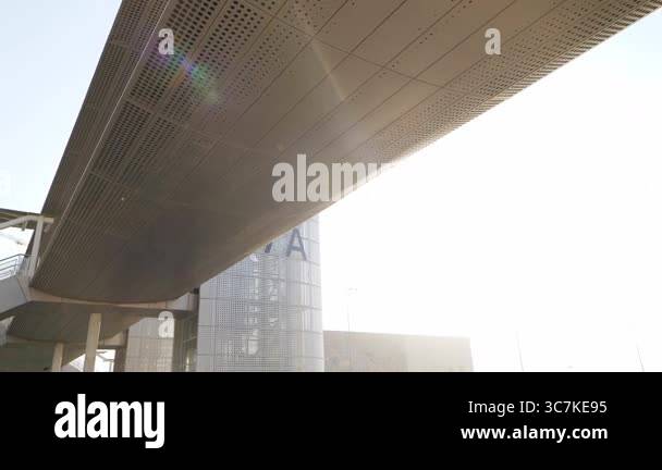 Modern Pedestrian Bridge at King Salman Park. A stunning view of a ...