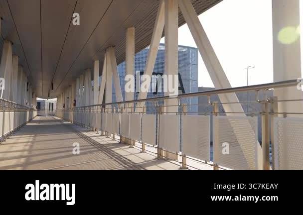 Modern Pedestrian Bridge at King Salman Park. A stunning view of a ...