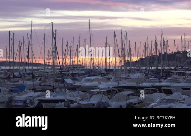 Antibes, France - March 21, 2025: Multiple boats docked in the port at ...