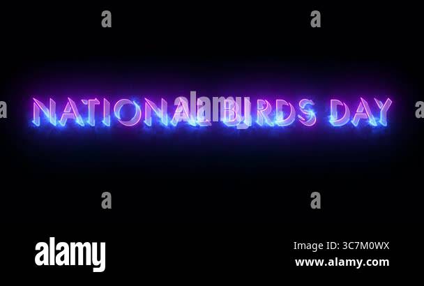 4K National Birds Day text animation.National Birds Day text background ...
