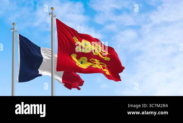 High-quality 3D render of the Normandy regional flag and French ...