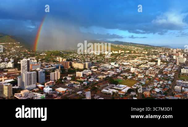 Heavy rain fall from the dark cloudscape on the green mountain. Amazing ...