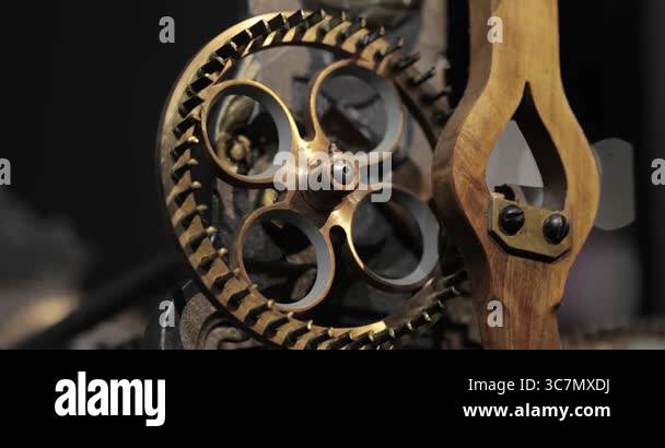 Old tower clock movement working mechanical details Stock Video Footage ...