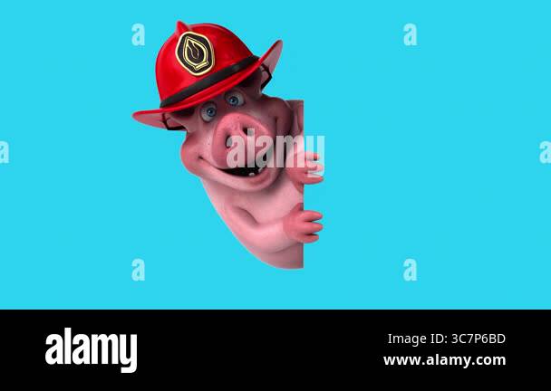 Fun 3D cartoon character fireman pig animation Stock Video Footage - Alamy