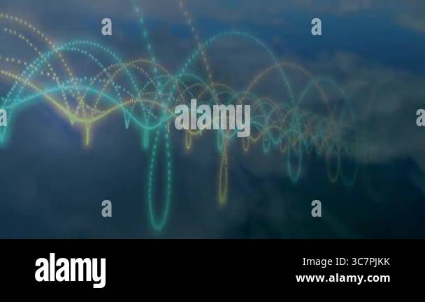 Animation of colorful wave patterns forming intricate designs over lake ...