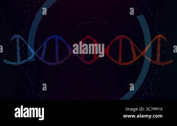 Animation of digital lock with DNA strands over binary code, symbolizing data security ...