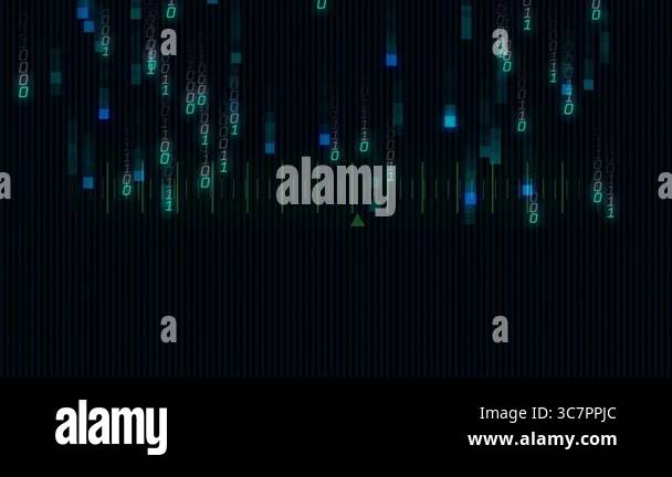In school, animation showing binary code and digital waveforms for data ...